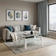 39" Clear and White Glass and Steel Coffee Table With Shelf - Walmart.com