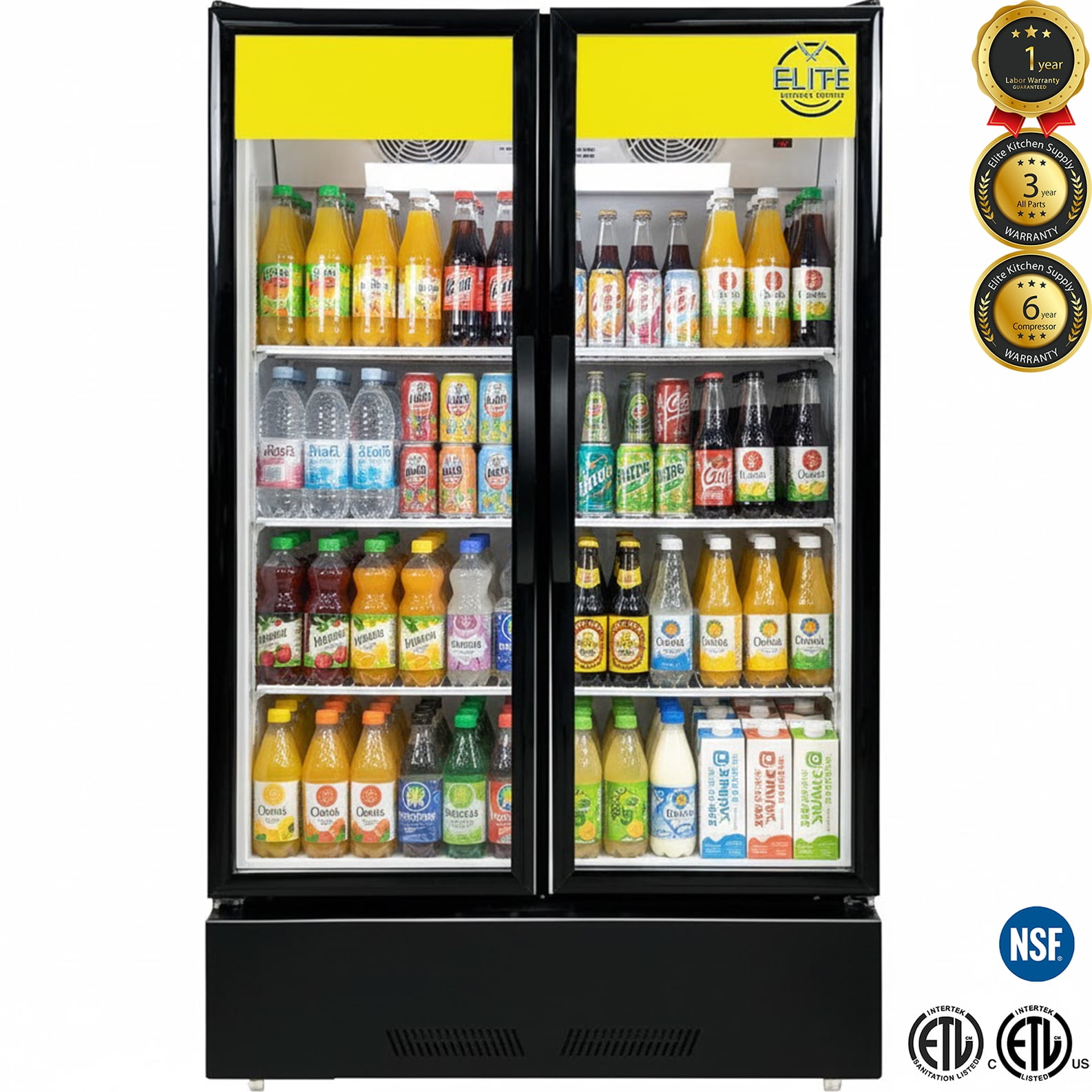 39" Commercial Double Glass Door Merchandiser Refrigerator – 600L ...