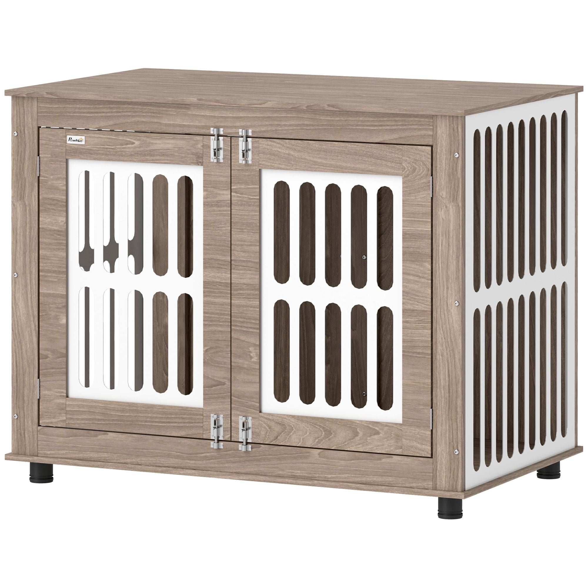 39" Dog Crate Furniture with 2 Doors, Adjustable Non-slip Foot Mats ...