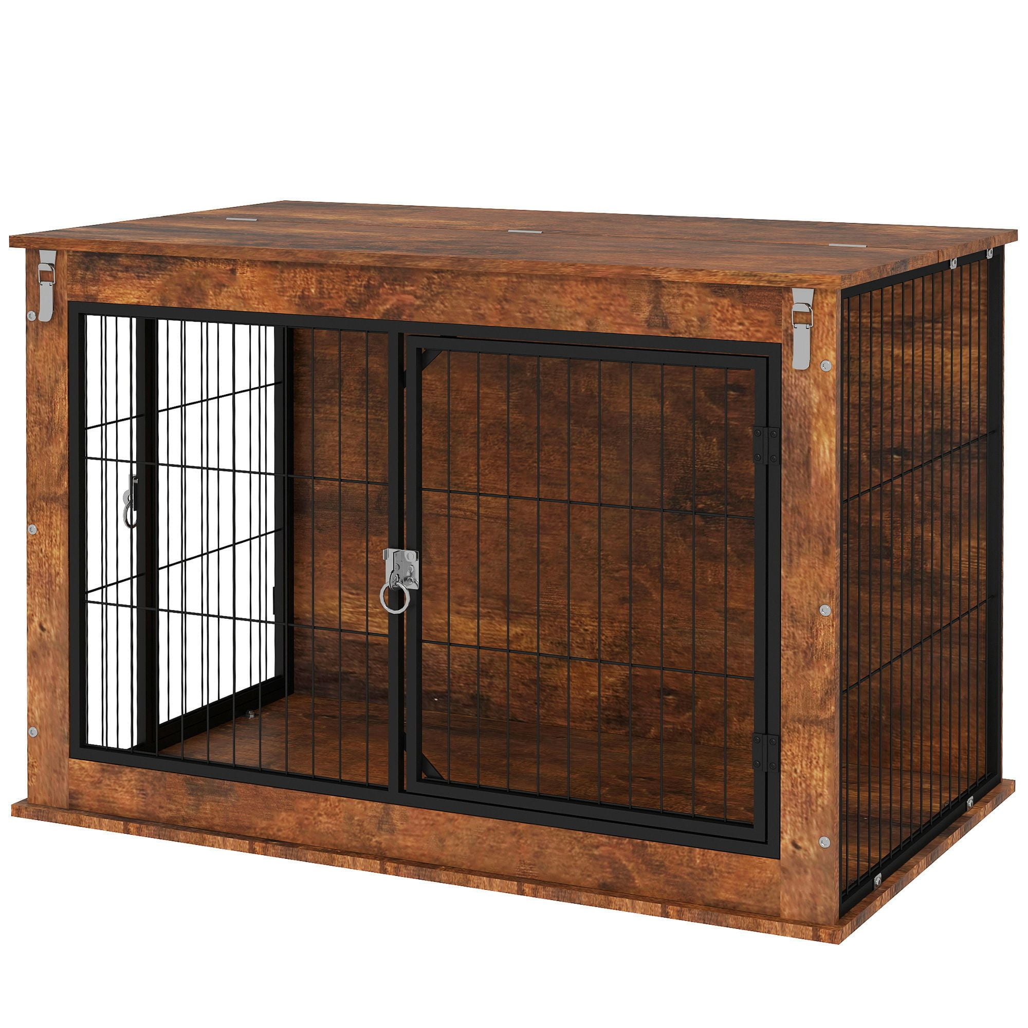 39" Dog Crate Furniture with Flip-up Top Opening, 2 Doors, Dog Kennel ...