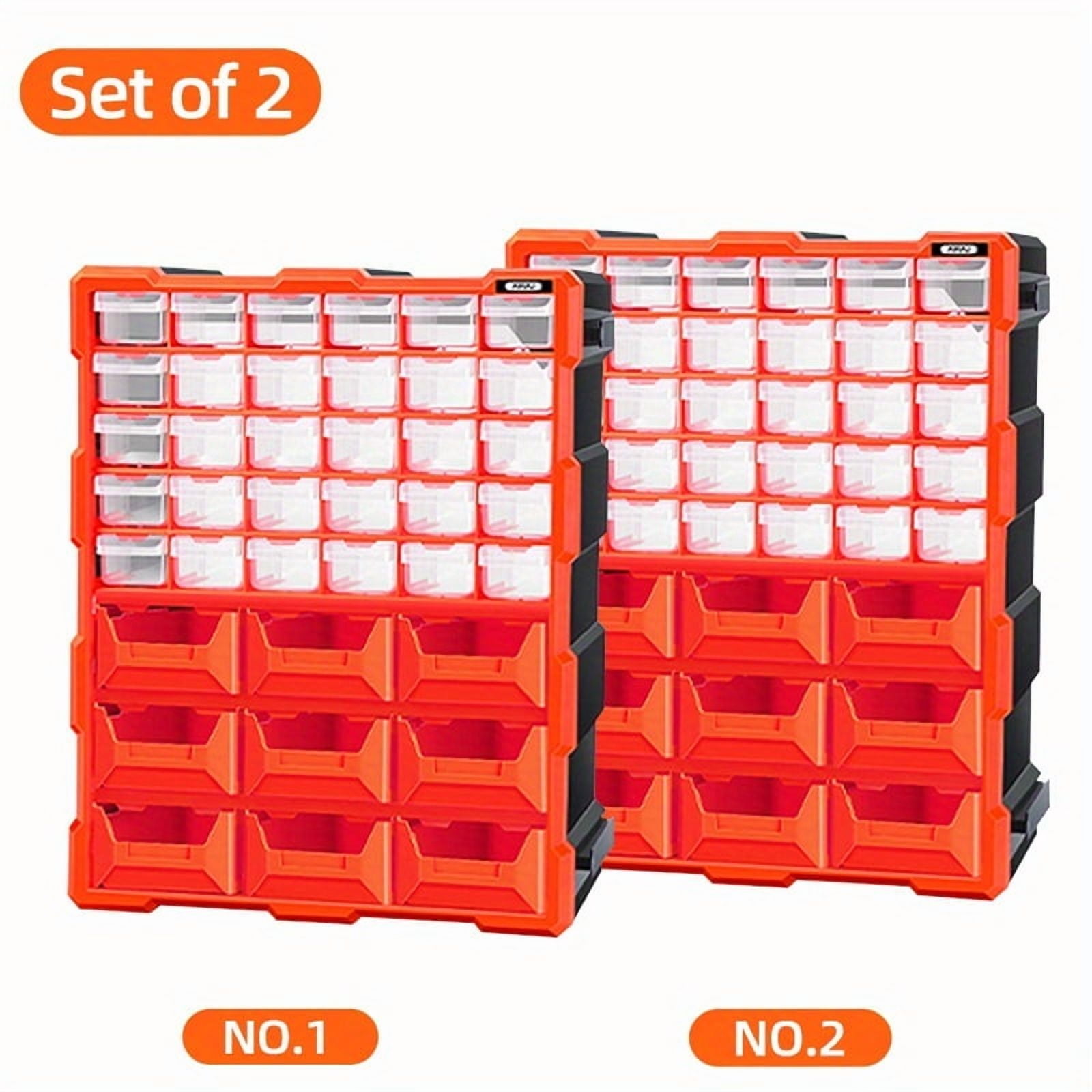 39-Drawer Stackable Storage Cabinet, Clear Plastic Parts Organizer with ...