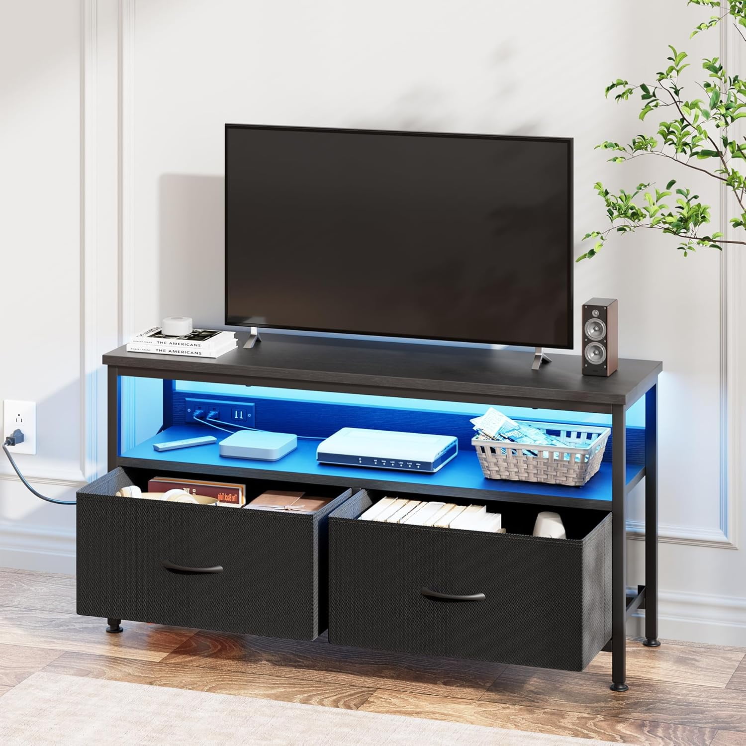 39" Dresser TV Stand for TVs up to 50", Media Console with LED Lights ...