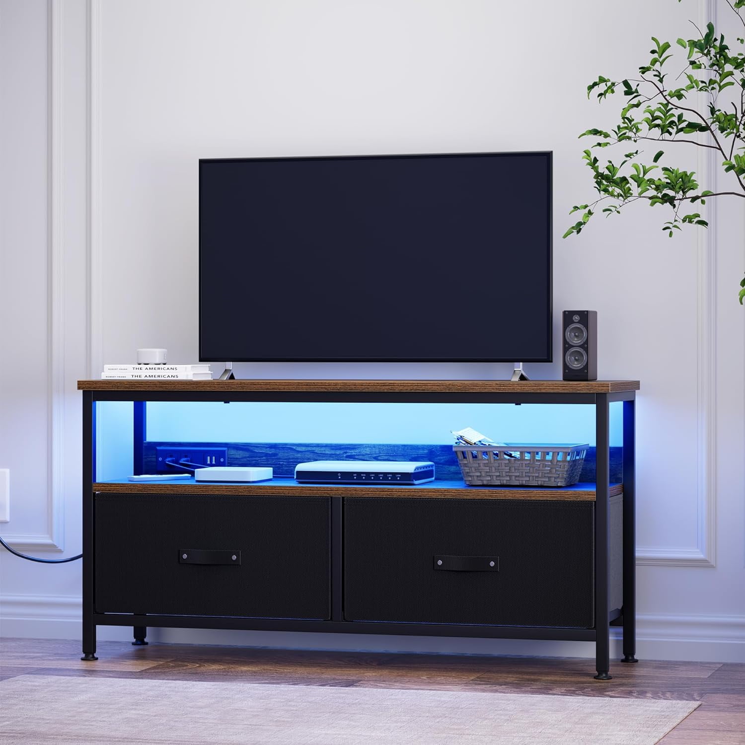 39" Dresser TV Stand for TVs up to 50", Media Console with LED Lights ...