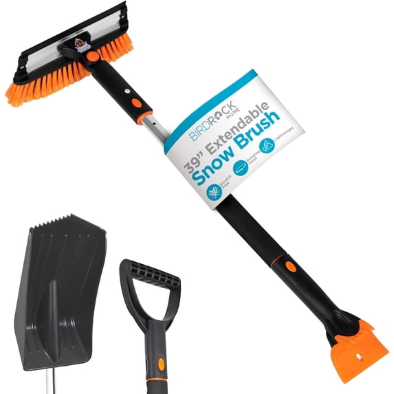 39" Extendable Snow Brush with Squeegee, Ice Scraper & Snow Shovel ...