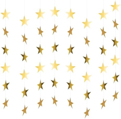 39 Feet Sparkly Gold Garland Paper Bunting: 3 Pcs Reflective Streamers ...