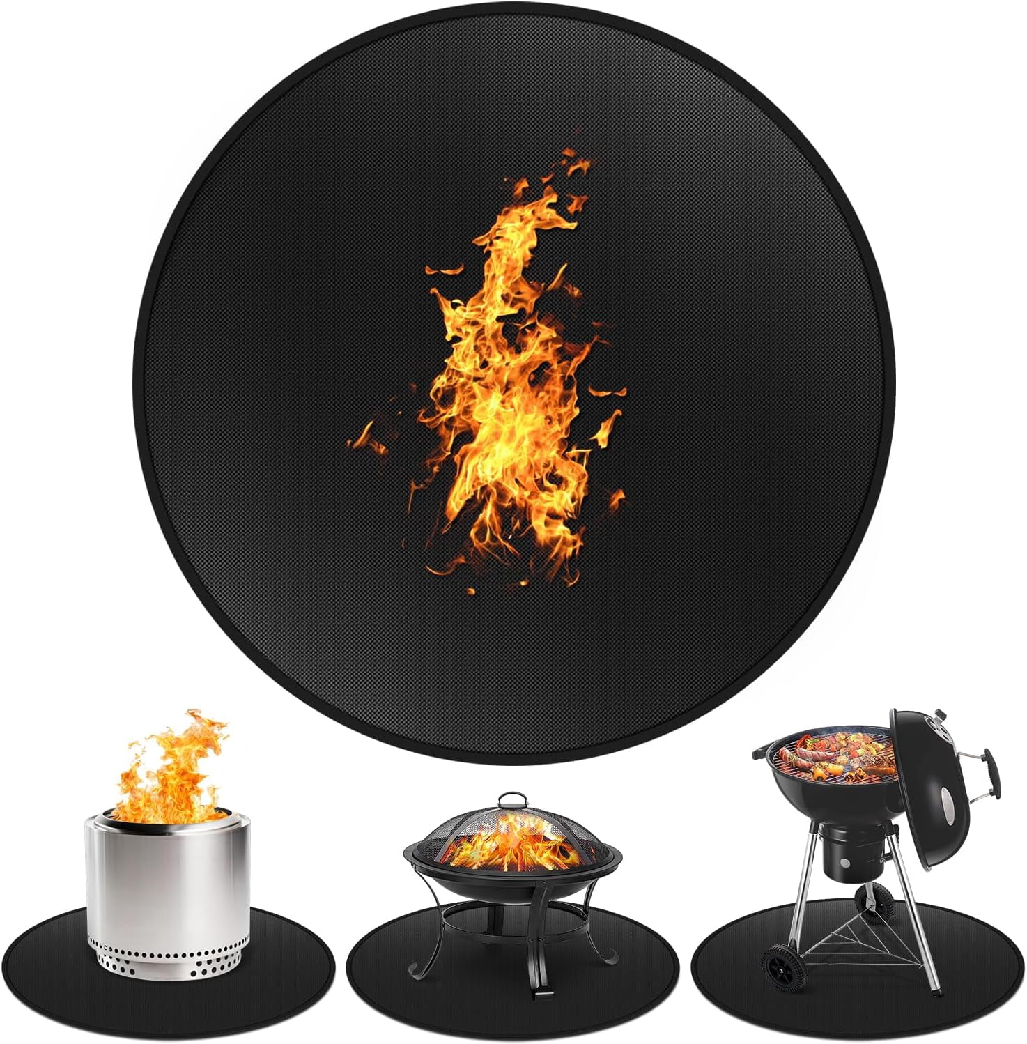 39" Fire Pit Mat for Solo Stove Bonfire - Round Fireproof Under Grill ...