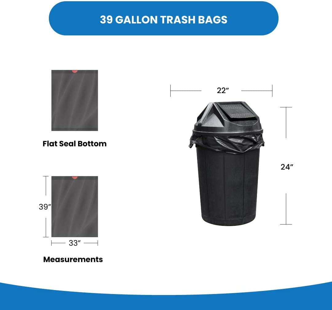 39 Gallon Trash Bags Drawstring (200 Count Bulk) Large 39 Gallon Heavy ...