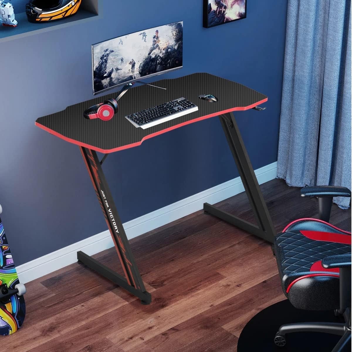 39" Gaming Table Z Shaped Gaming Desk Large Home Office Desks Computer ...