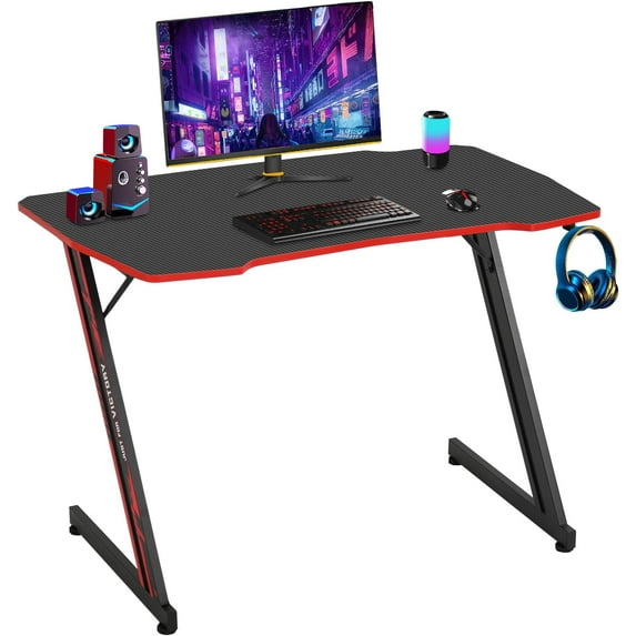 39" Gmaing Desk Computer Gaming Z Shaped Workstation Ergonomic Table ...