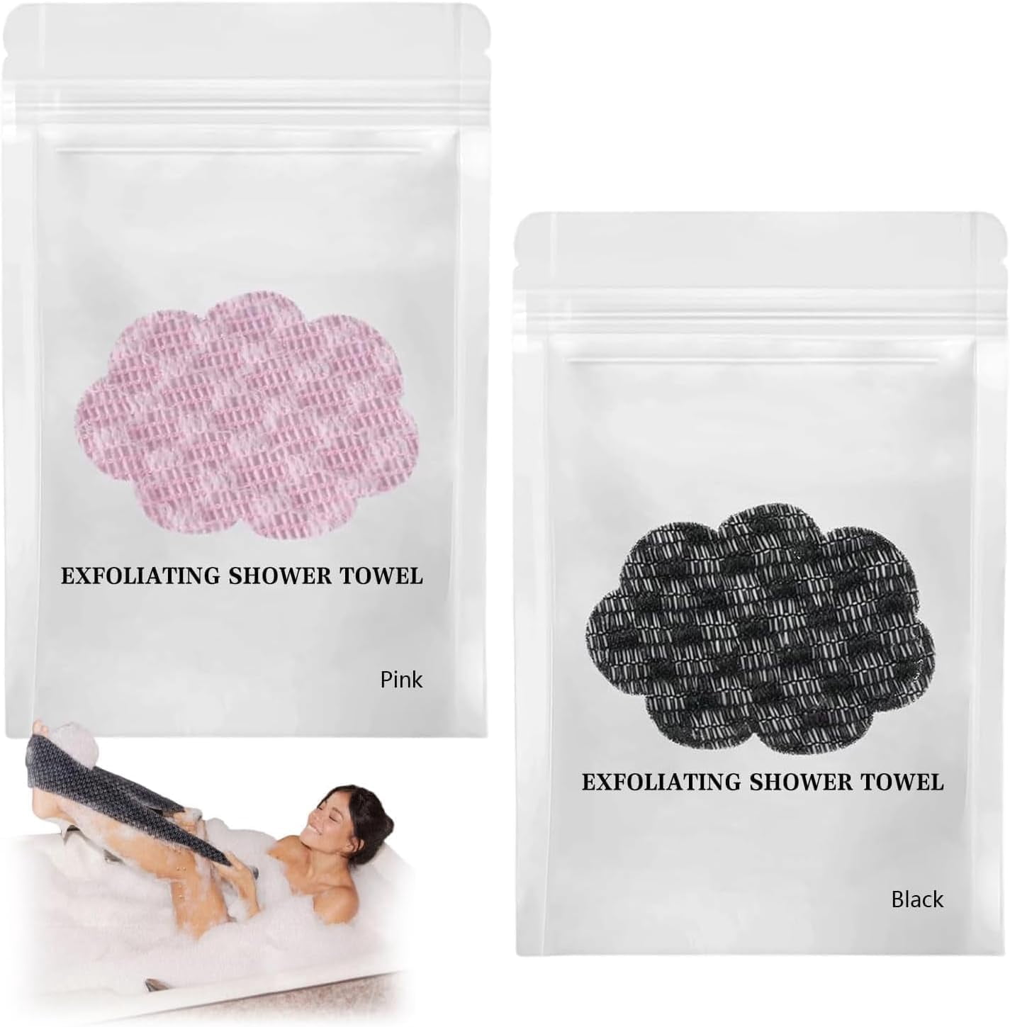 39 IN Exfoliating Antibacterial Shower Towel, Premium Microfiber Body ...