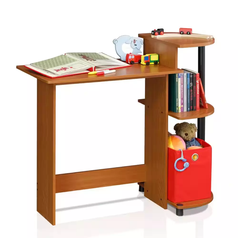 39 In. Rectangular Cherry Computer Desk with Shelves - Walmart.com