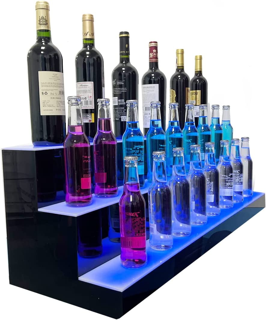 39 Inch 3 Step LED Lighted Liquor Bottle Display Illuminated Liquor ...