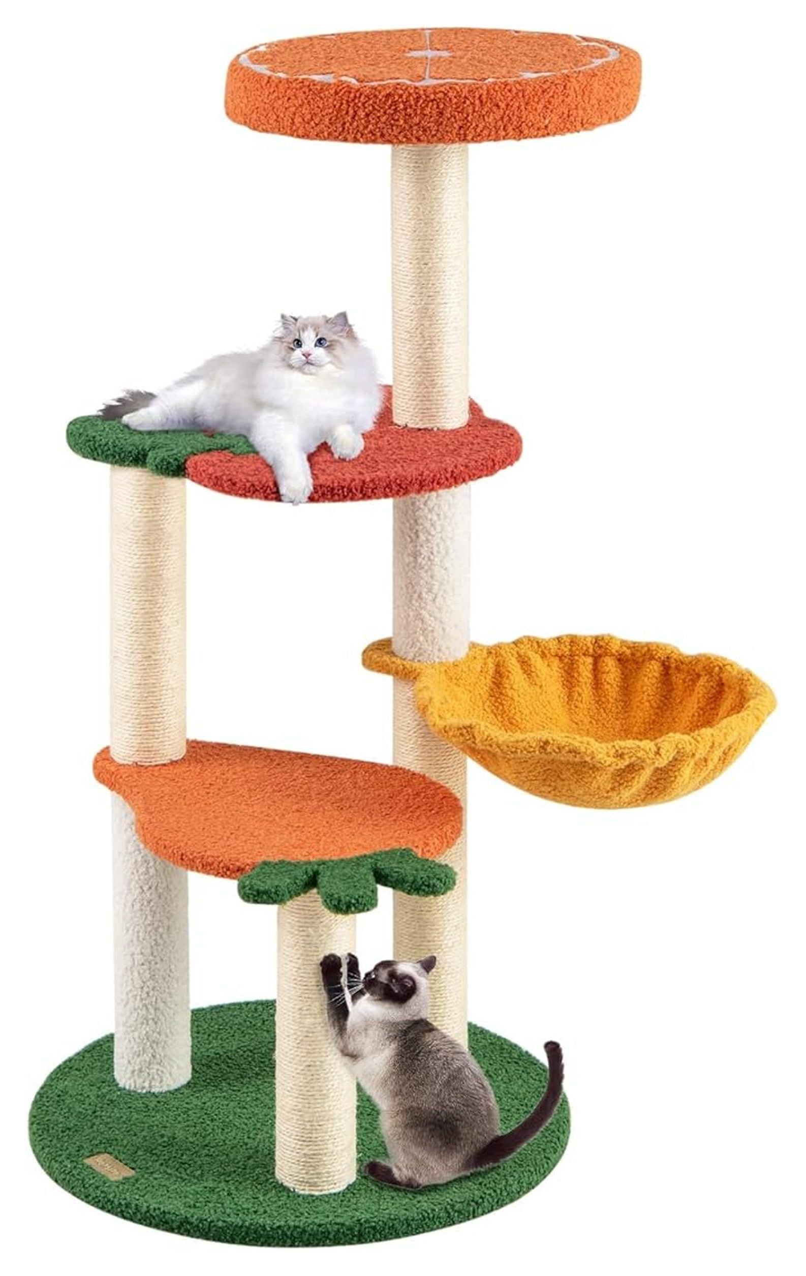 39 Inch Cat Tree Fruit Themed, Multi-Level Small Cat Tree with Sisal ...