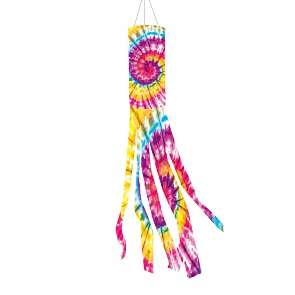 39 Inch Colorful Tie Dye Windsock Flag Outdoor Garden Hanging Decor-b ...