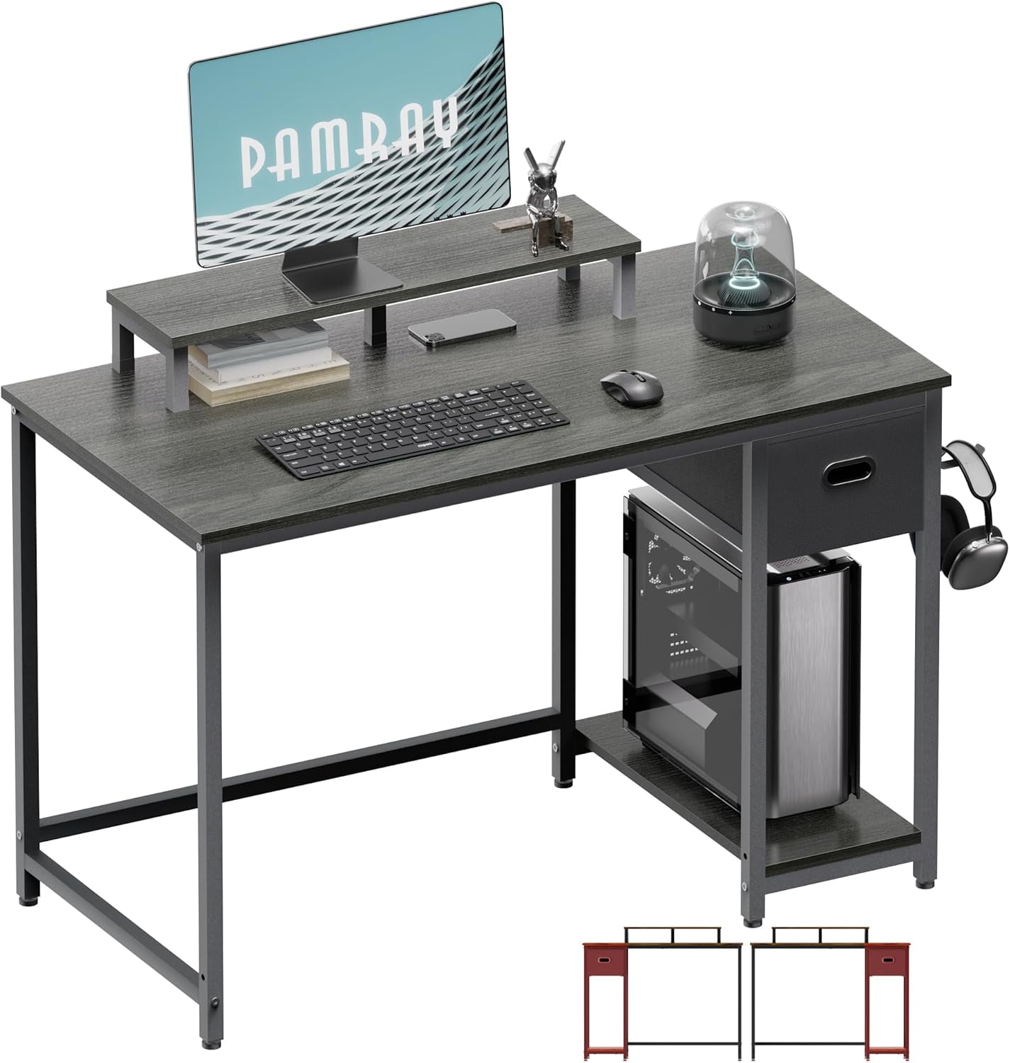 39 Inch Computer Desk with Monitor Stand Small Home Office Desks with ...