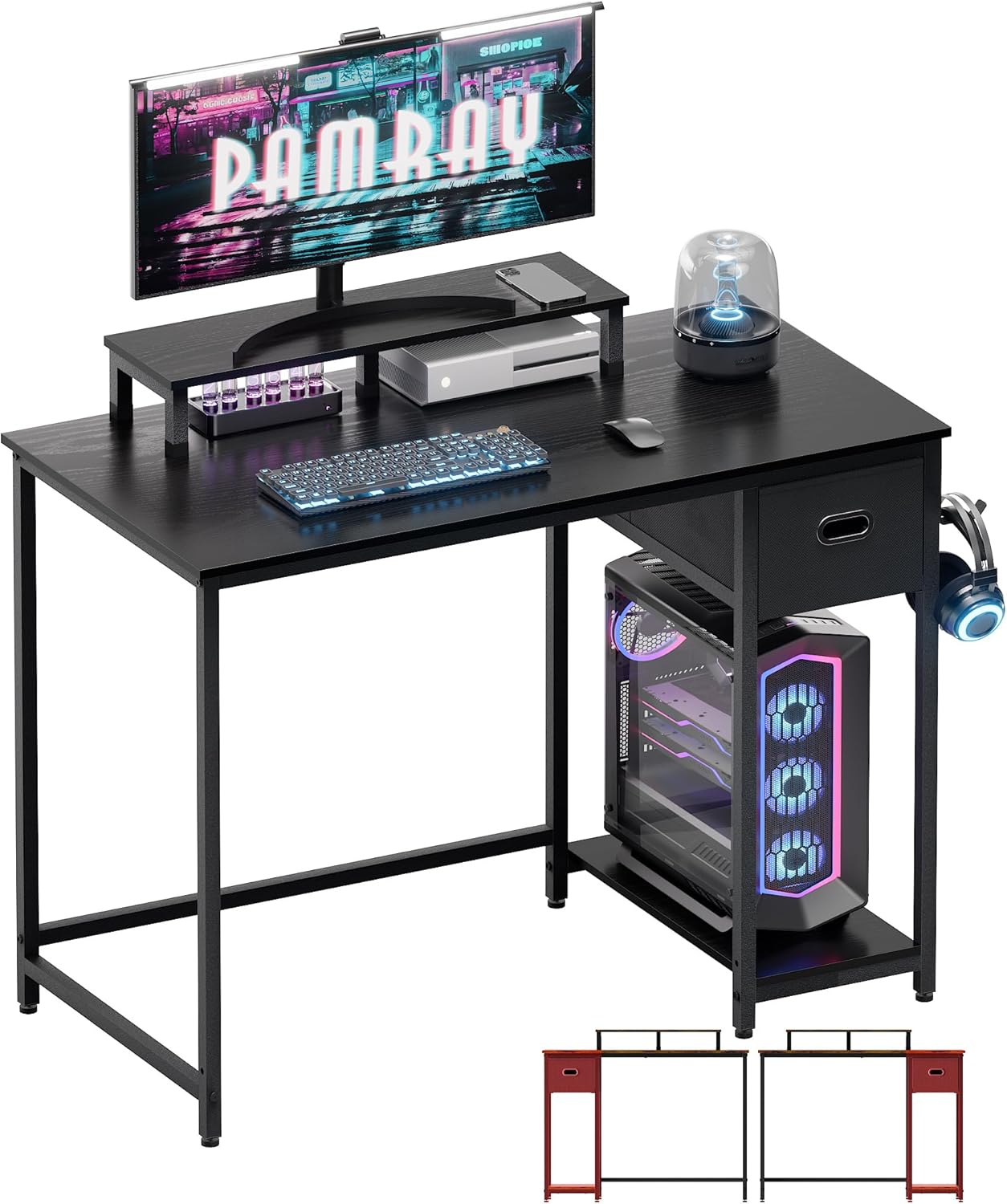 39 Inch Computer Desk with Monitor Stand Small Home Office Desks with ...