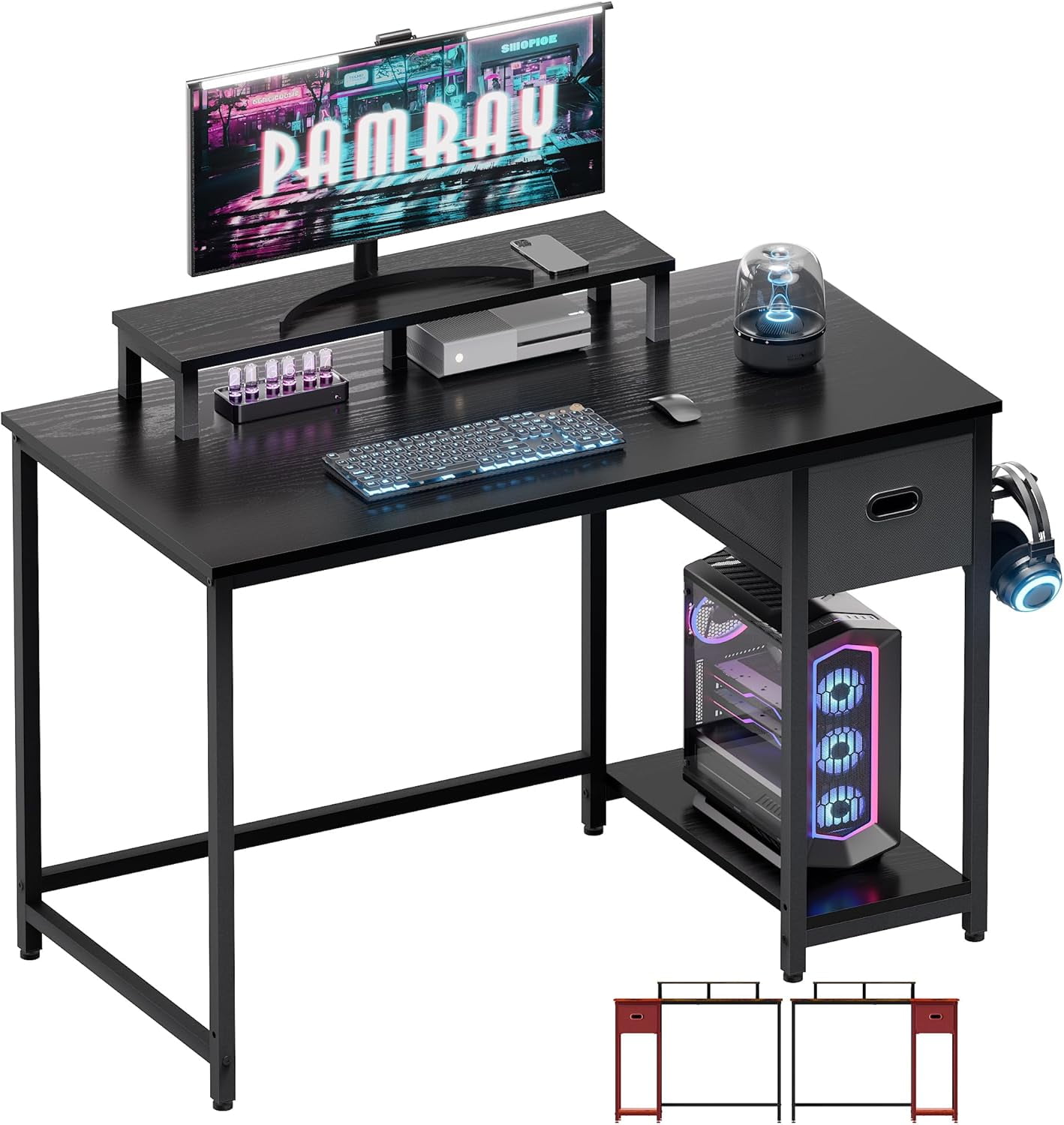 39 Inch Computer Desk with Monitor Stand Small Home Office Desks with ...