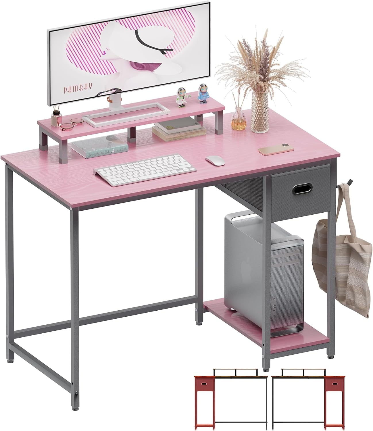 39 Inch Computer Desk with Monitor Stand Small Home Office Desks with ...