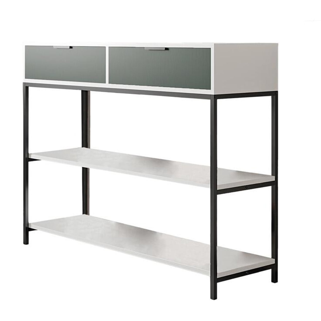 39 Inch Console Sideboard Table with Shelves and Drawer, White, Green ...