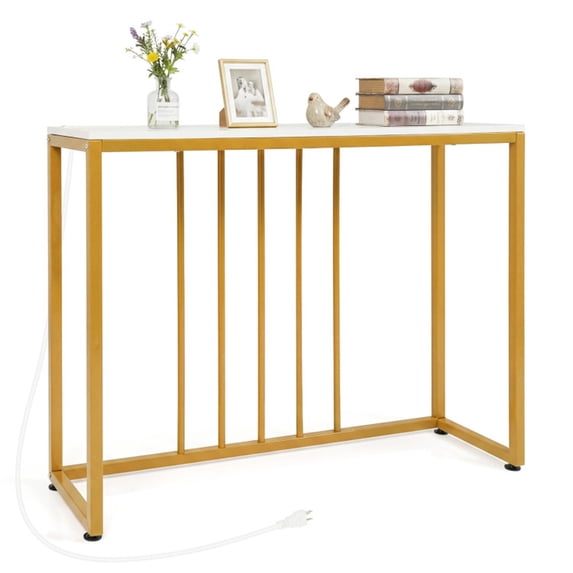 39 Inch Console Table with Built-in USB & Type-C Charging Station ...