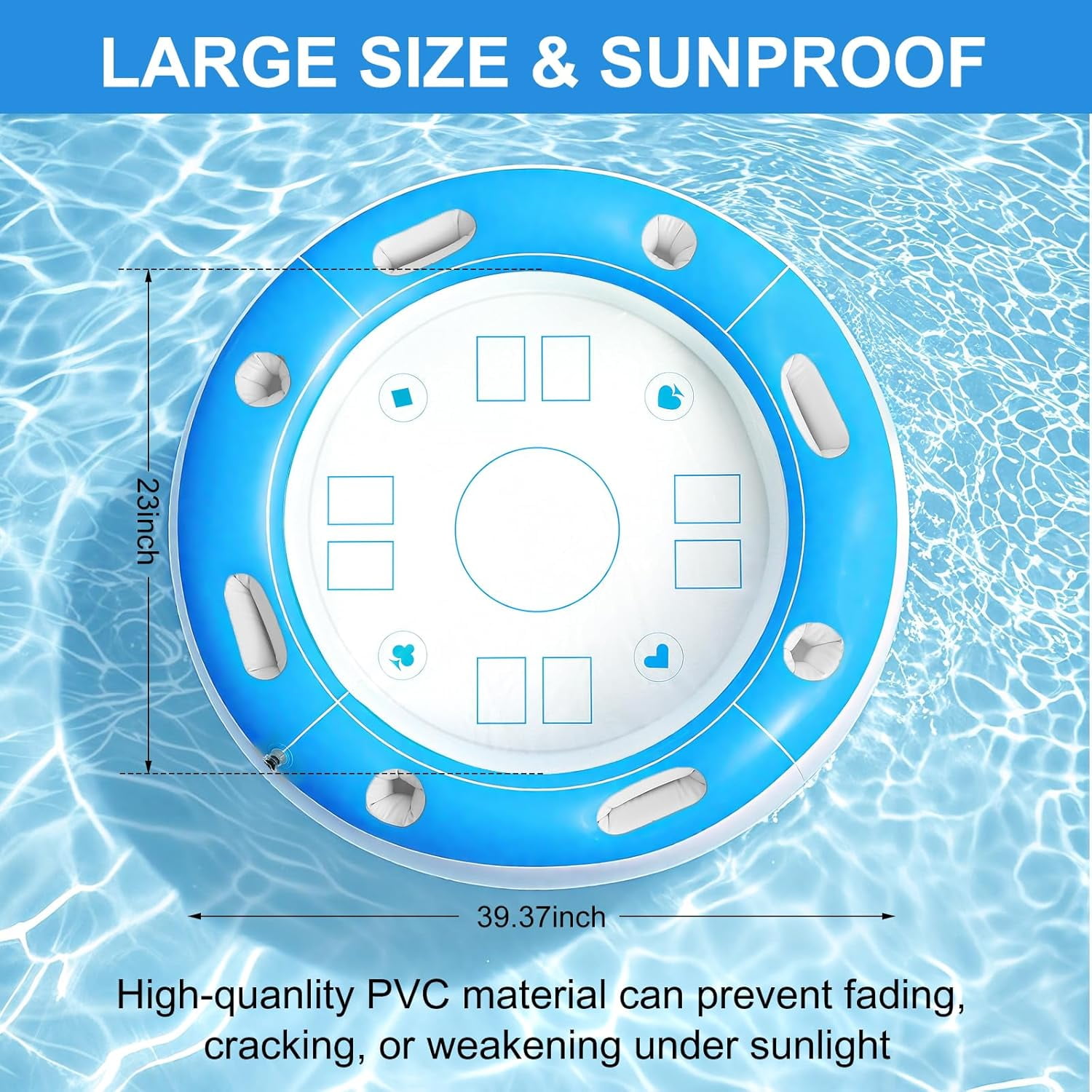 39 Inch Floating Drink Holder for Pool, Inflatable Floating Card Table ...