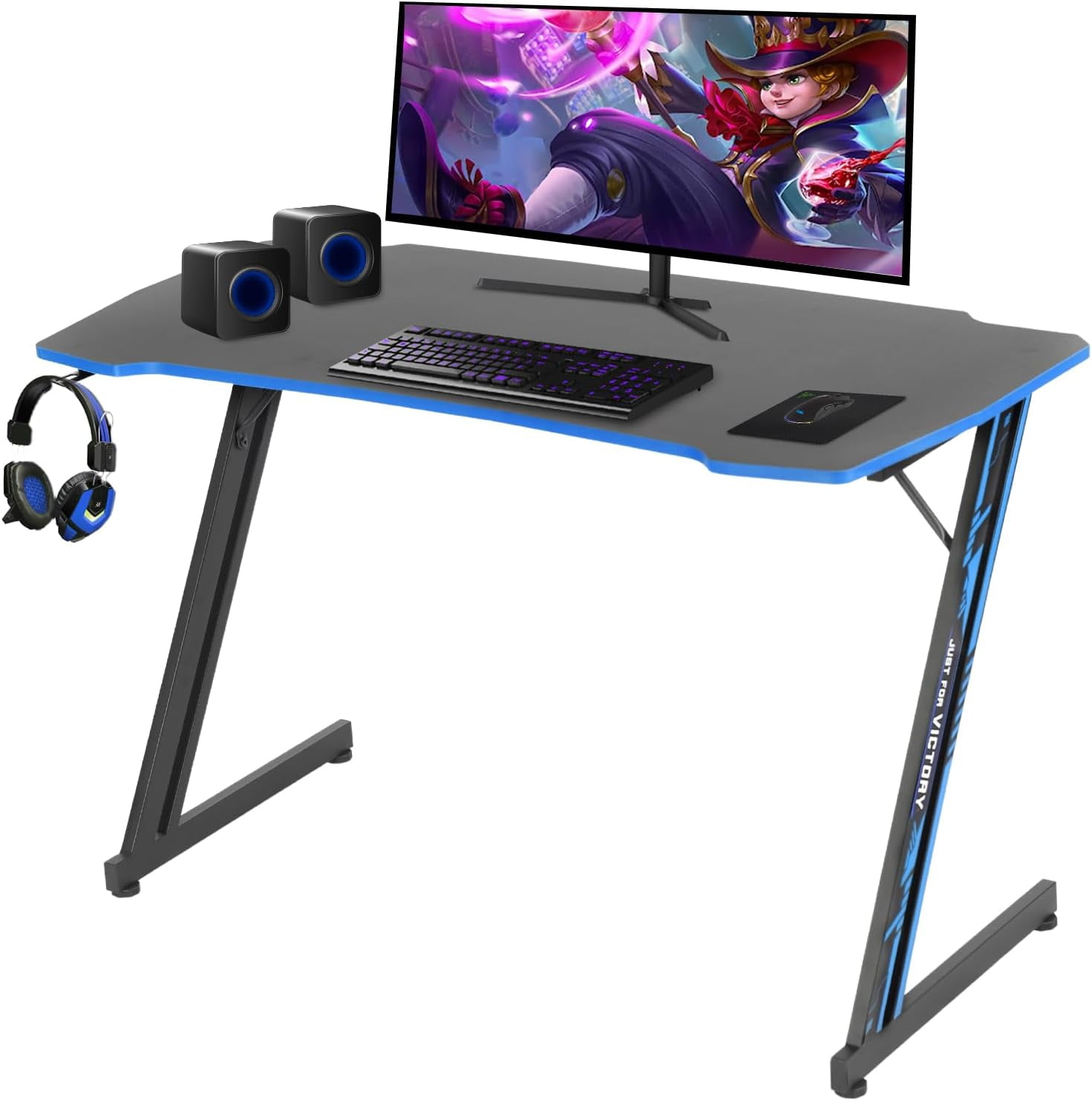 39 Inch Gaming Computer Z Shaped Ergonomic PC Workstaion Gaming with ...