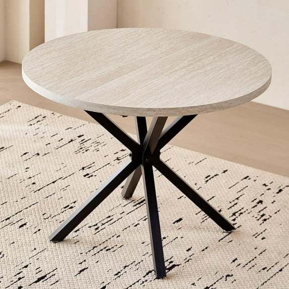 39 Inch Round Dining Table [Metal Cross Legs] Mid-Century Kitchen ...