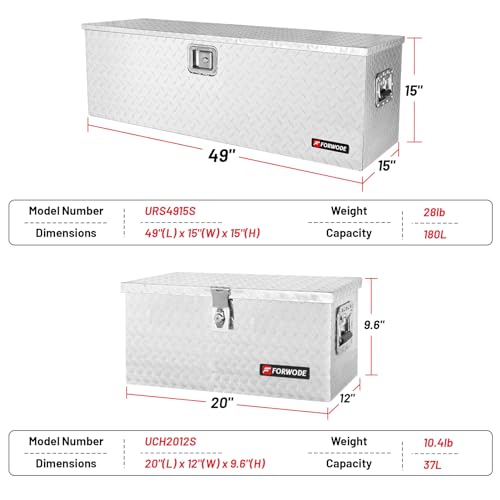 39 Inch Truck Bed Tool Box, Aluminum Heavy Duty Trailer Tool Box for ...