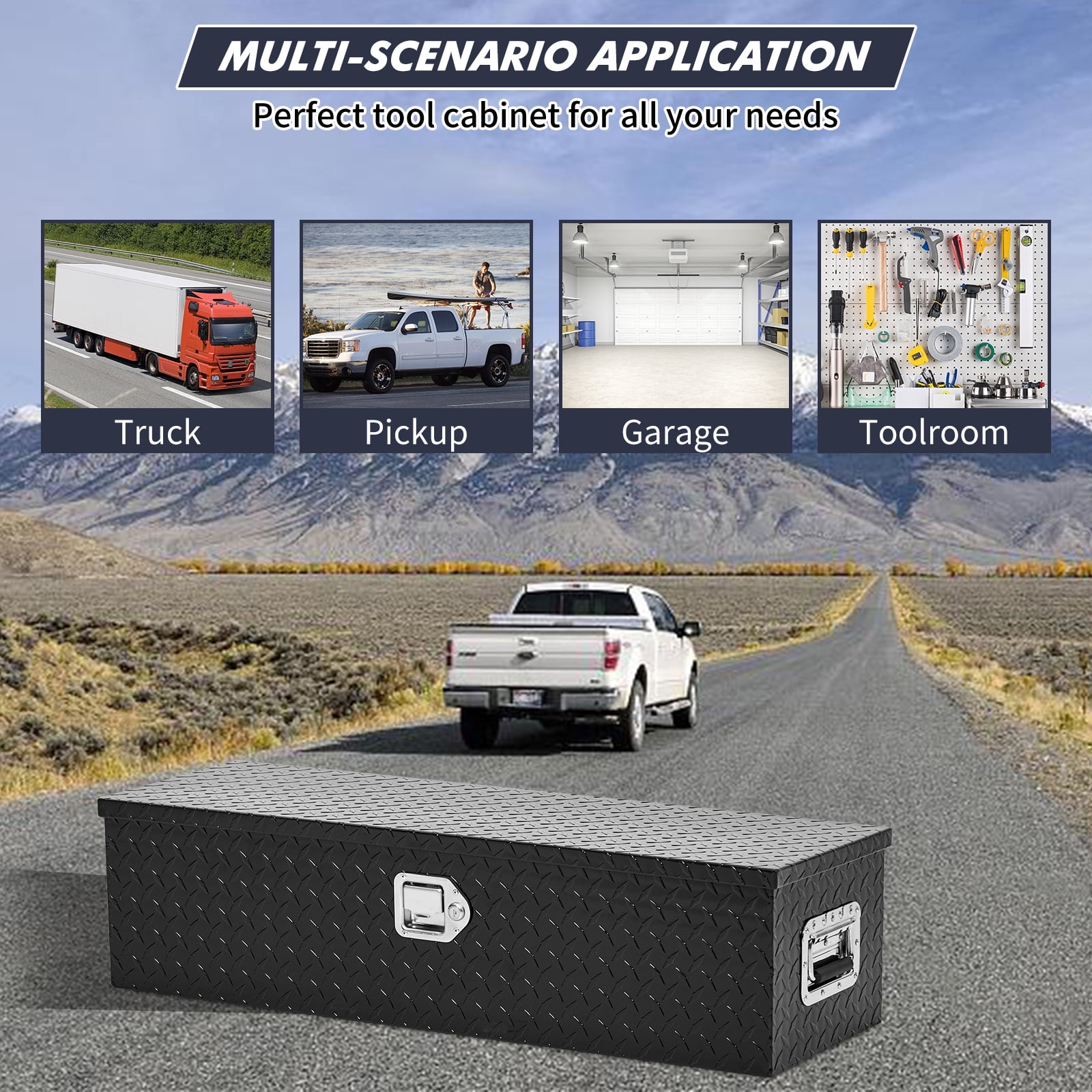39 Inch Truck Bed Tool Box Heavy Duty Aluminum with Sliding Shelf ...