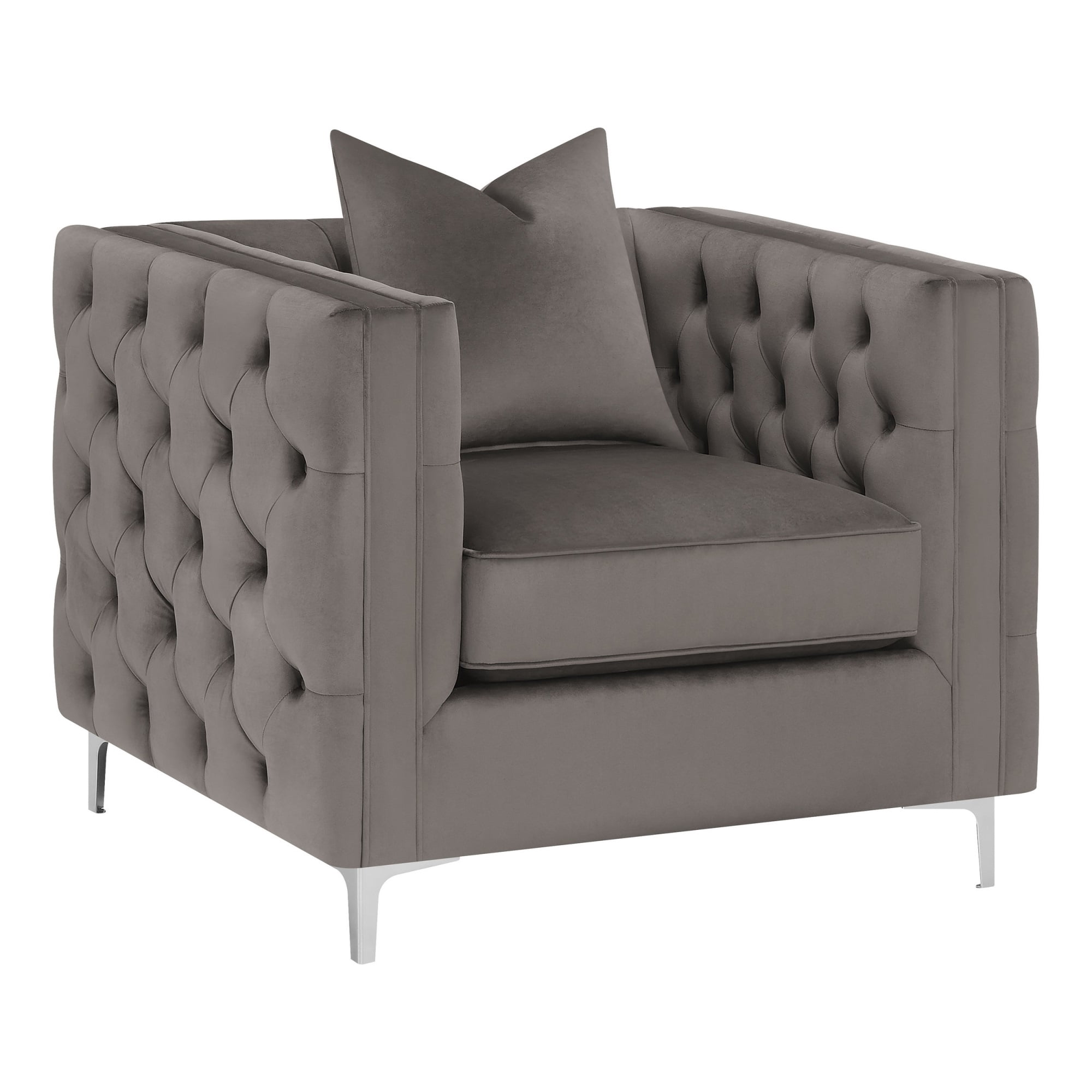 39 Inch Tuxedo Style Accent Chair, Tufted Sides and Sleek Metal Feet ...