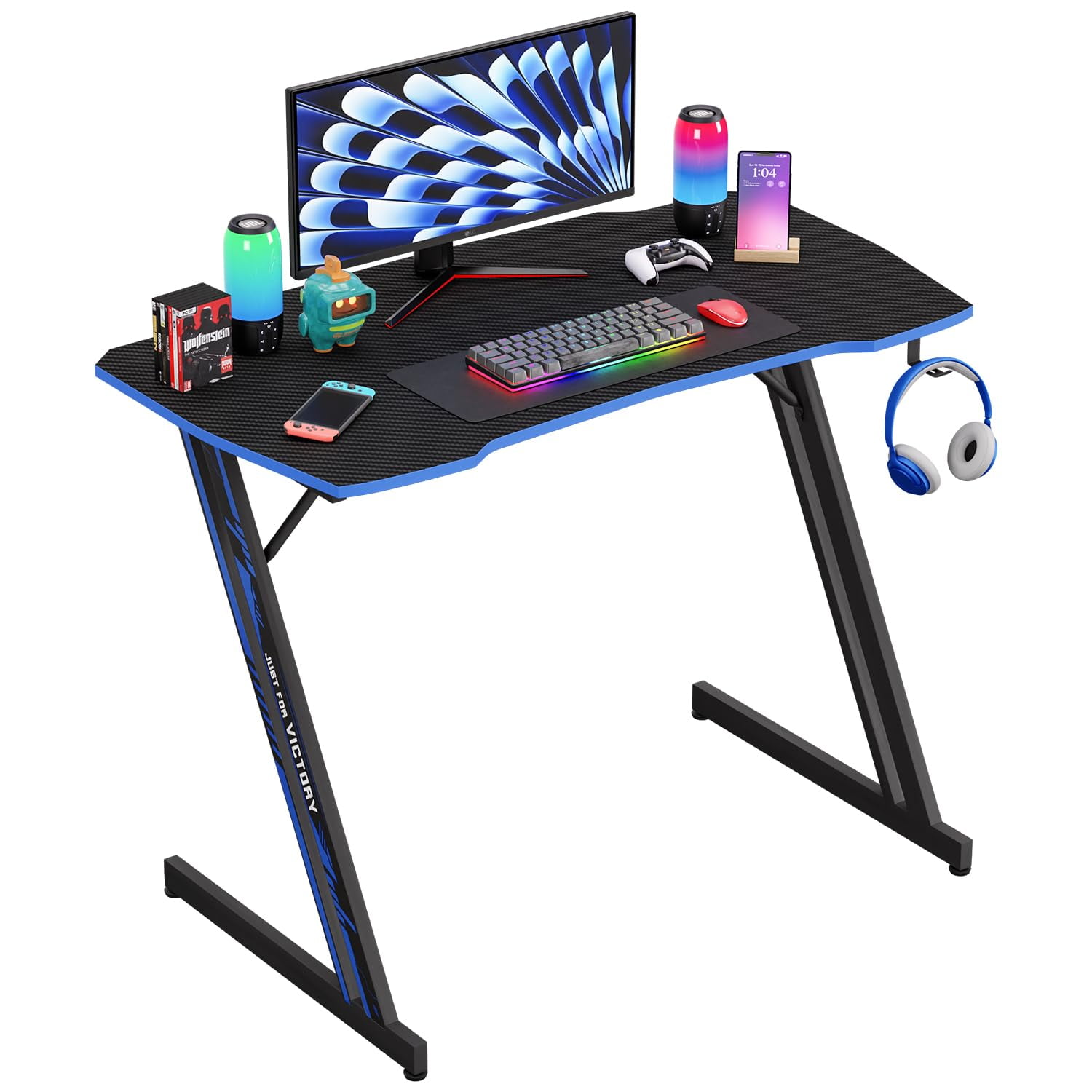 39 Inch Z-shaped Gaming Desk Computer Workstation For Home Office Study