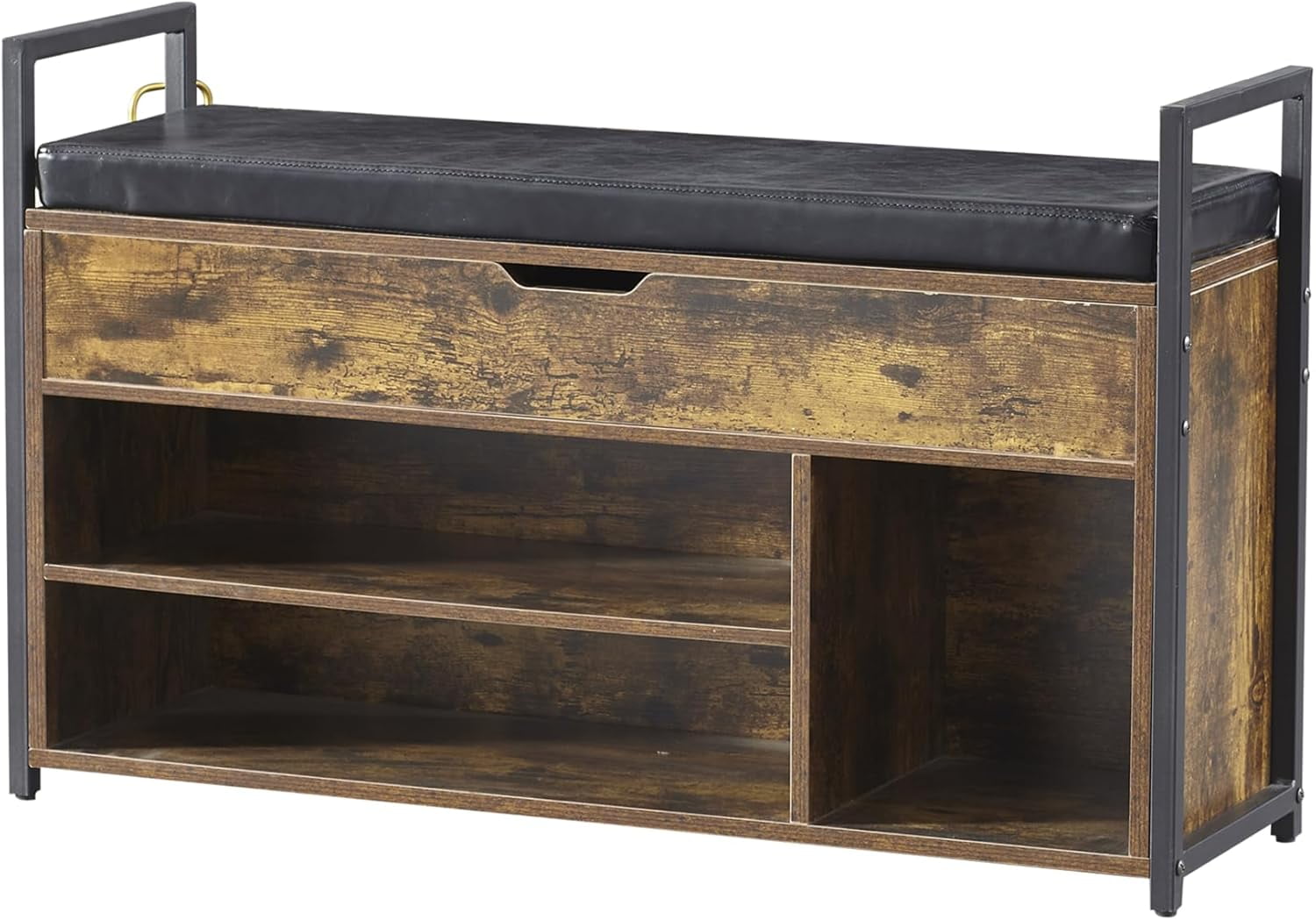 39" Industrial Shoe Storage with Lift Top Lid - 2-Tier Entryway ...