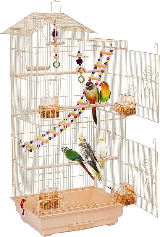 39'' Large Roof Top Bird Cage Metal Parrot Cage Lovebird Huge House ...