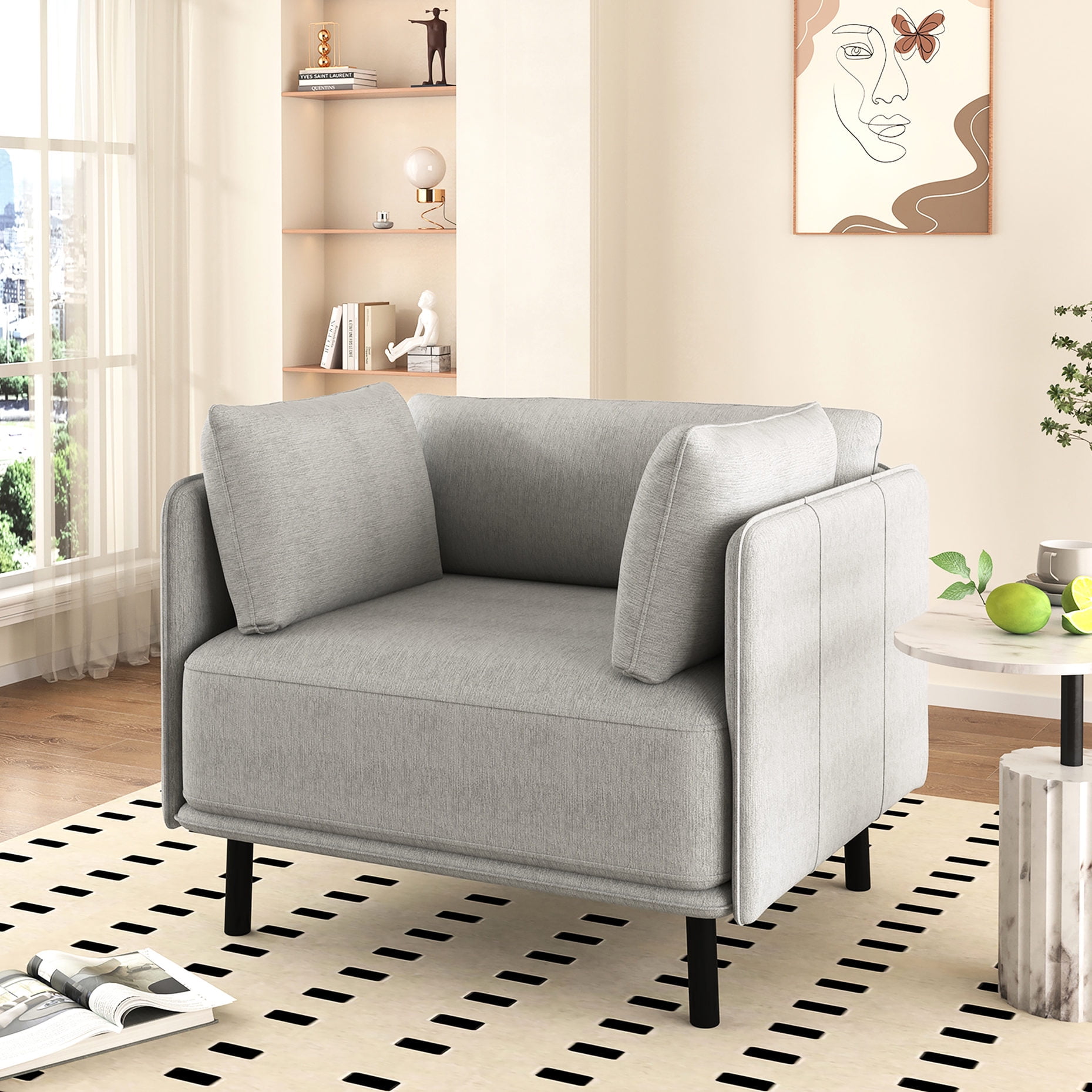 39" Lounge Chair with Steel Legs / Stable Frame, Wide Seating ...