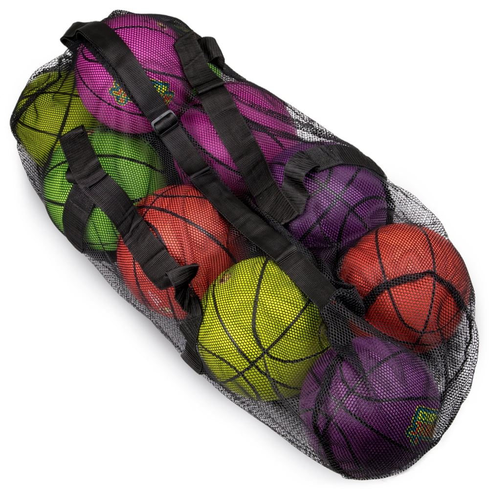 39" Mesh Sports Ball Bag w/ Adjustable Shoulder Strap, Oversize Duffle ...