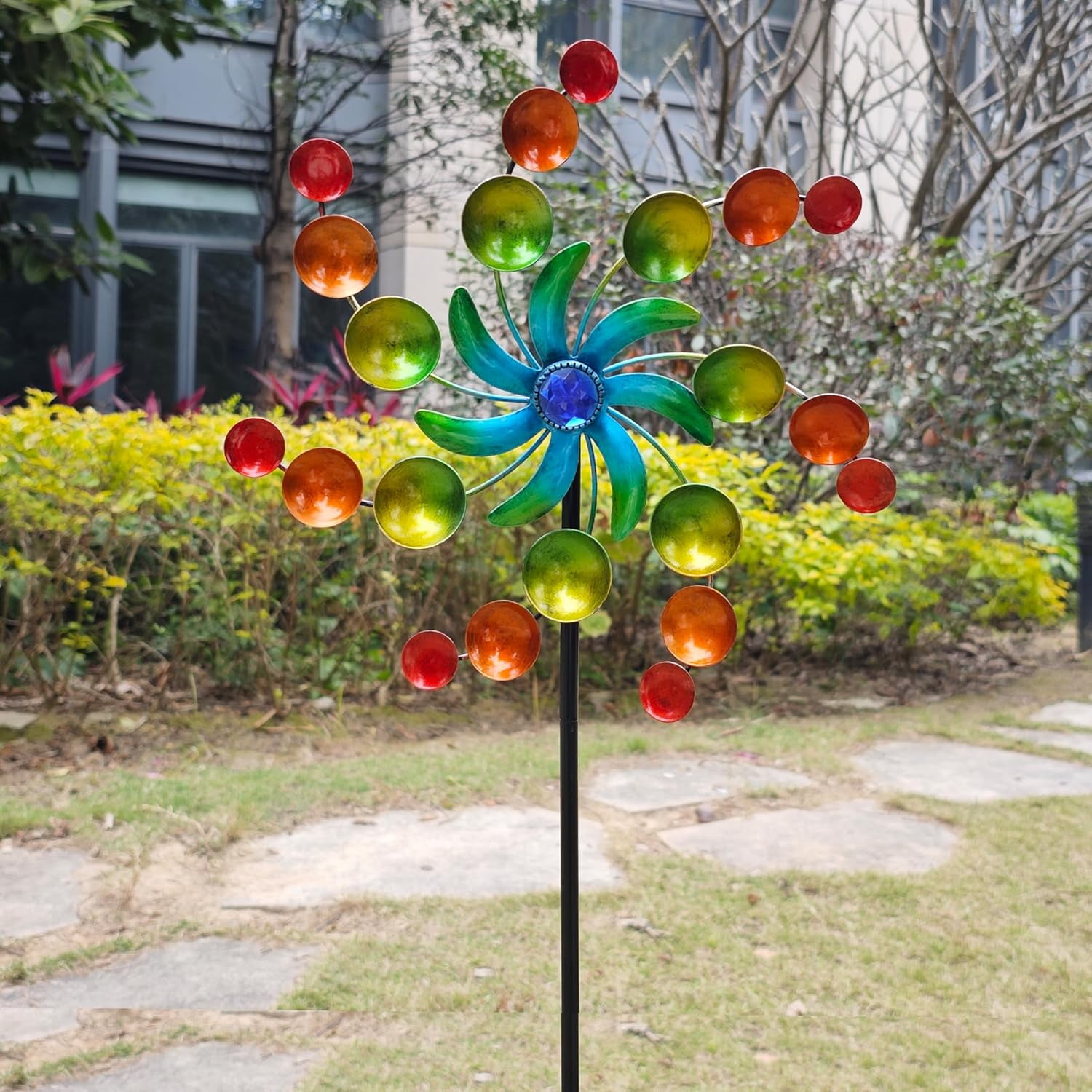 39" Metal Wind Spinners, Wind Sculptures Garden Stake,Outdoor Windmill ...