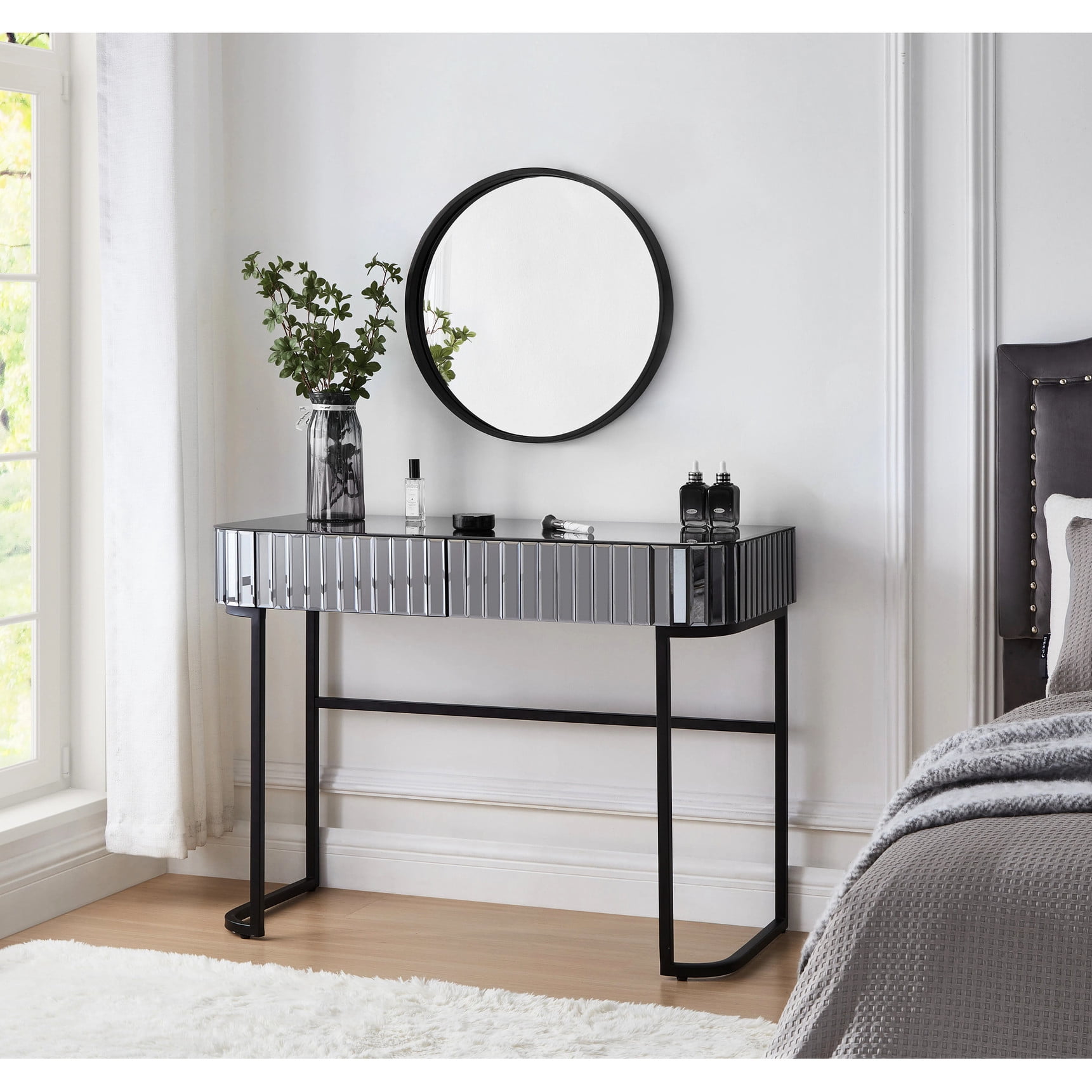 39" Mirrored Dressing Table - Ample Storage for Essentials - Bedroom ...