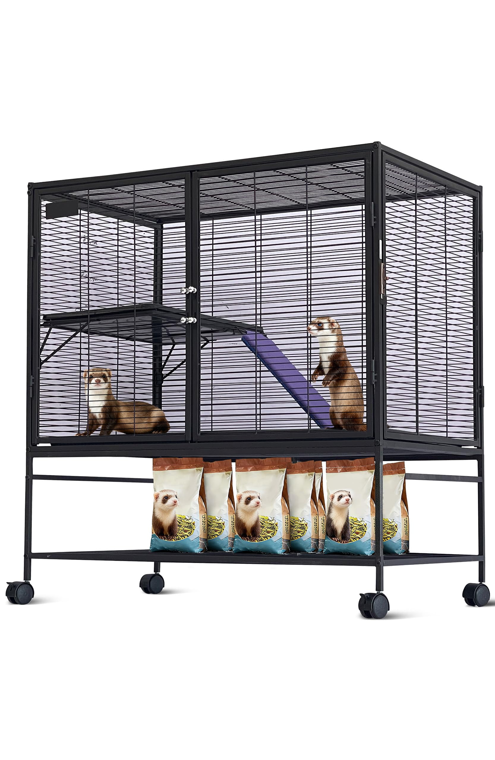 39'' Multi-Level Metal Small Animal Cage – Removable Ramp, Tray ...
