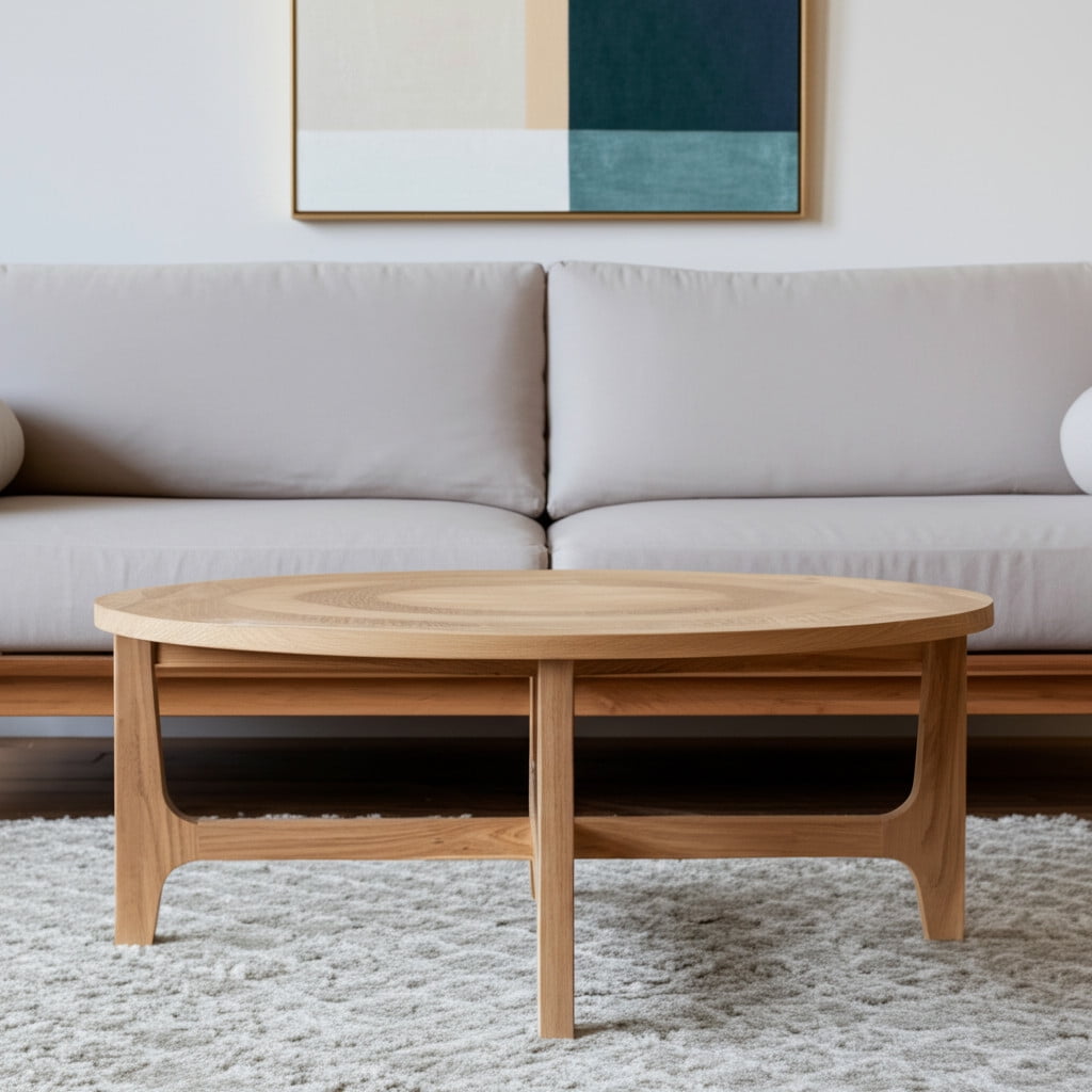 HomeRoots 596405 39 in. Natural & White Solid Wood Round Distressed ...