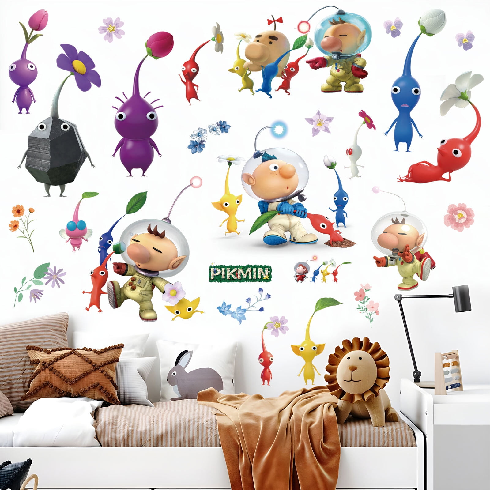 39 PCS For Pikmin Theme Wall Stickers,4 Sheets 17.72*9.84 inch ...