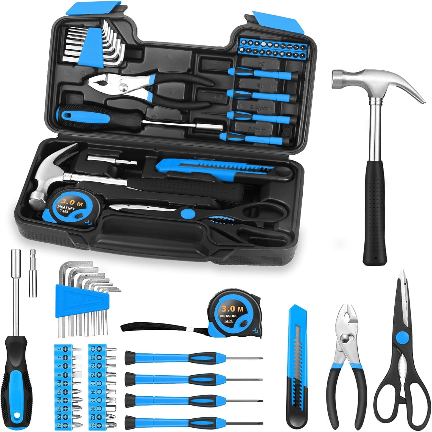 39 Piece Basic Home Tool Set Household Tool kit for Home General Repair ...