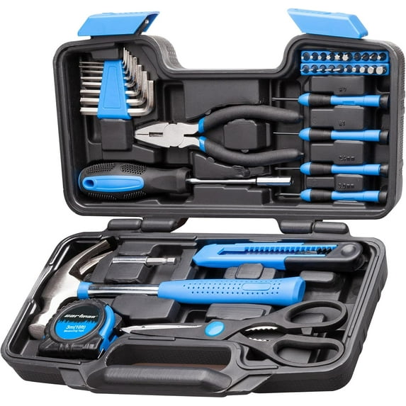 39-Piece Home Tool Set Kit, Essential Household Hand Tools with Plastic ...
