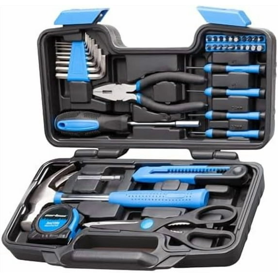 39-Piece Home Tool Set Kit, Essential Household Hand Tools with Plastic ...
