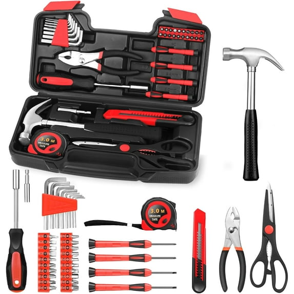 39-Piece Household Tool Set with Toolbox Storage Case - All Purpose ...