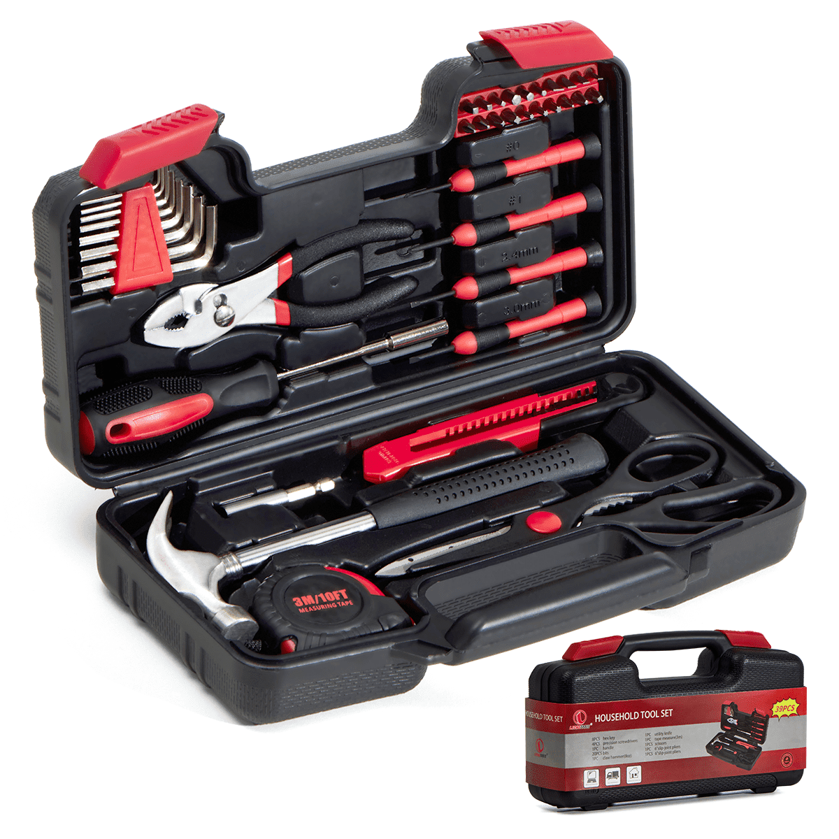 40 Piece Tool Set, Portable Household Hand Tool Kit with Plastic Tool ...
