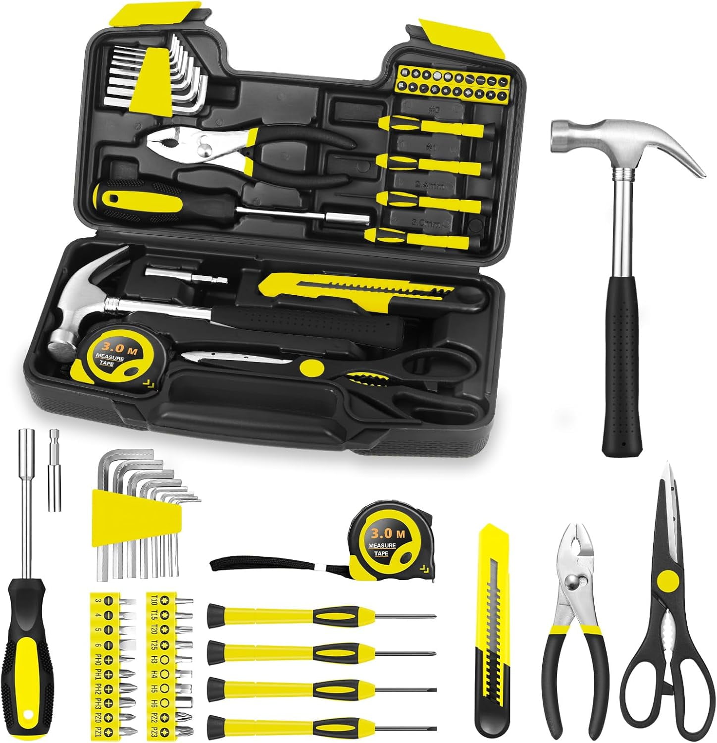 39 Piece Tool Set General Household Tool Kit - Basic Home Tool Set Small Hand Tool Kit with ...