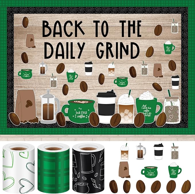 39 Pieces Coffee Classroom Decor Back to School Bulletin Board with 3 ...