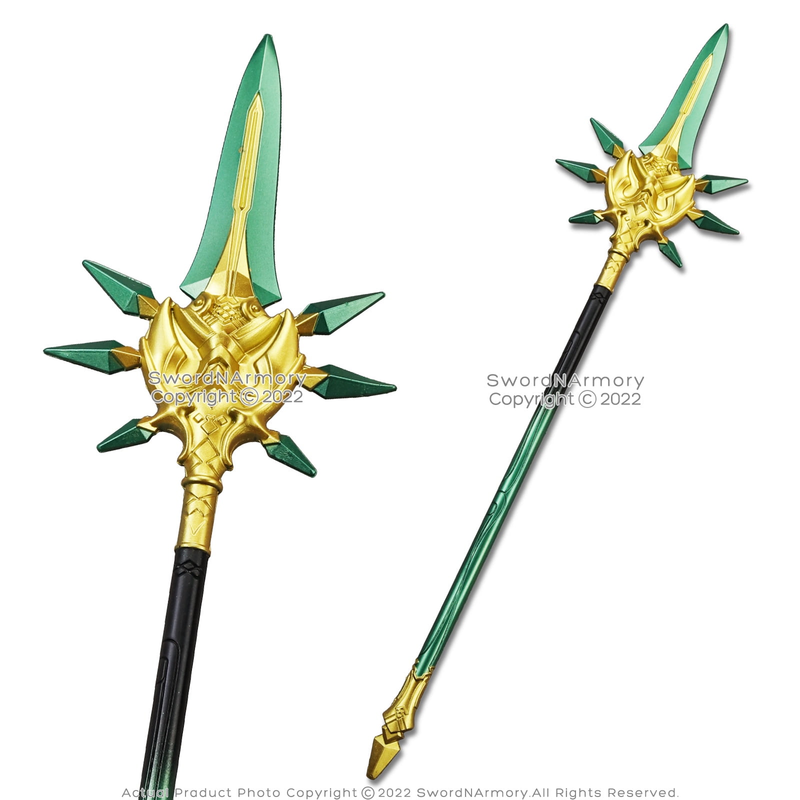 39” Primordial Jade Winged Foam Spear Polearm Impact Fantasy Video Game ...