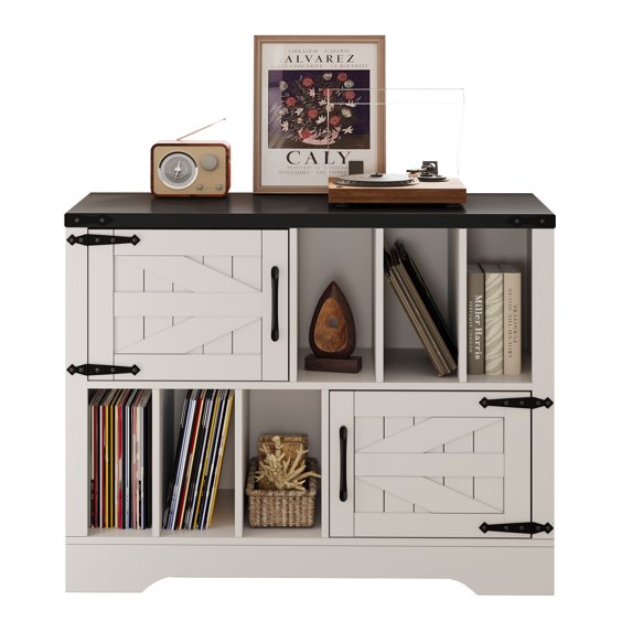 39 in Record Player Stand with Vinyl Storage, Farmhouse Vinyl Record ...
