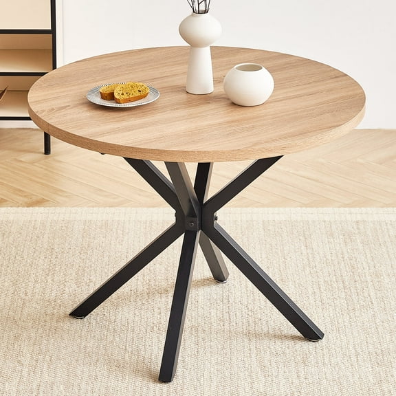 39 Inch Round Dining Table [Metal Cross Legs] Mid-Century Kitchen ...
